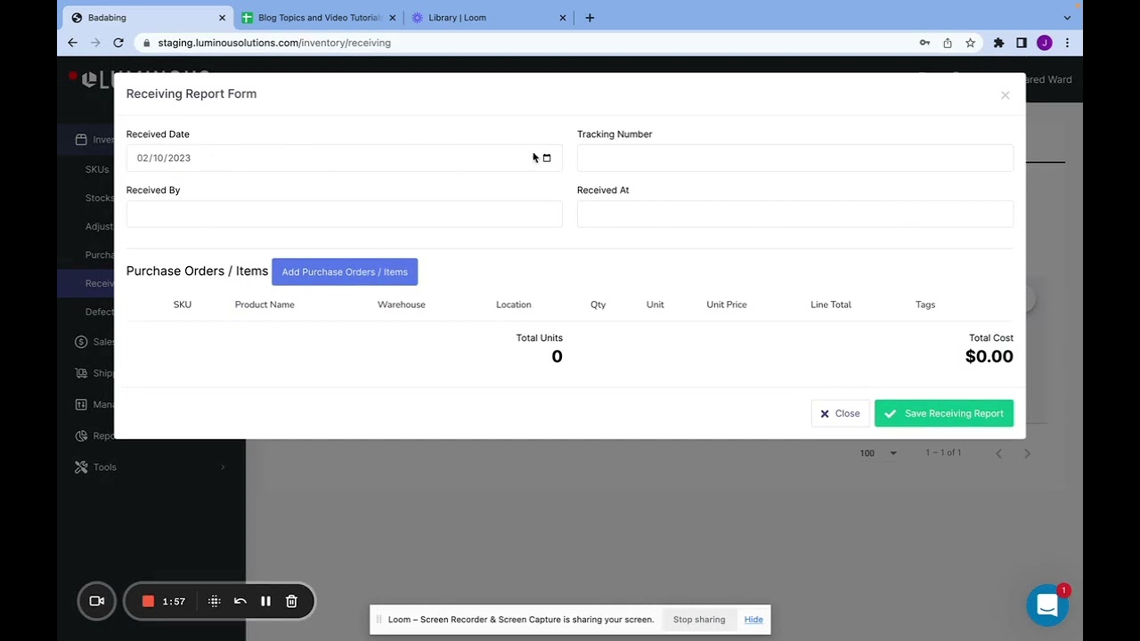 How to Create a Receiving Report