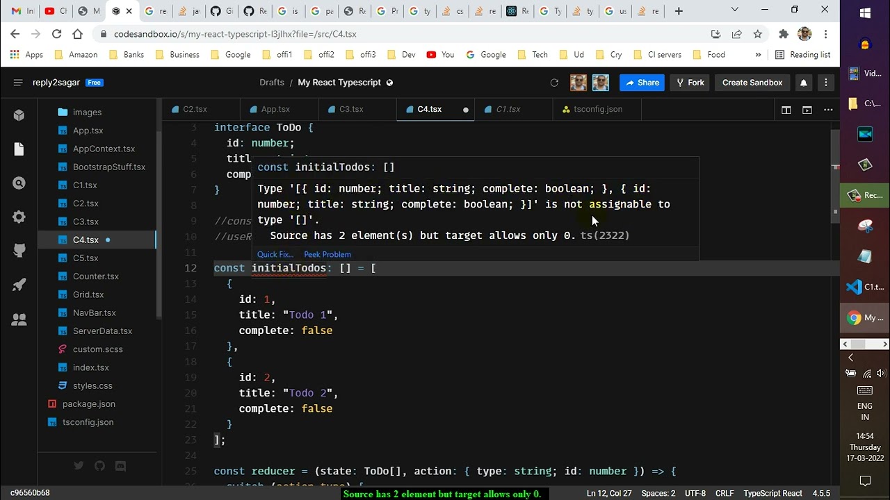 Source has 2 element but target allows only 0 |  typescript react error on Array