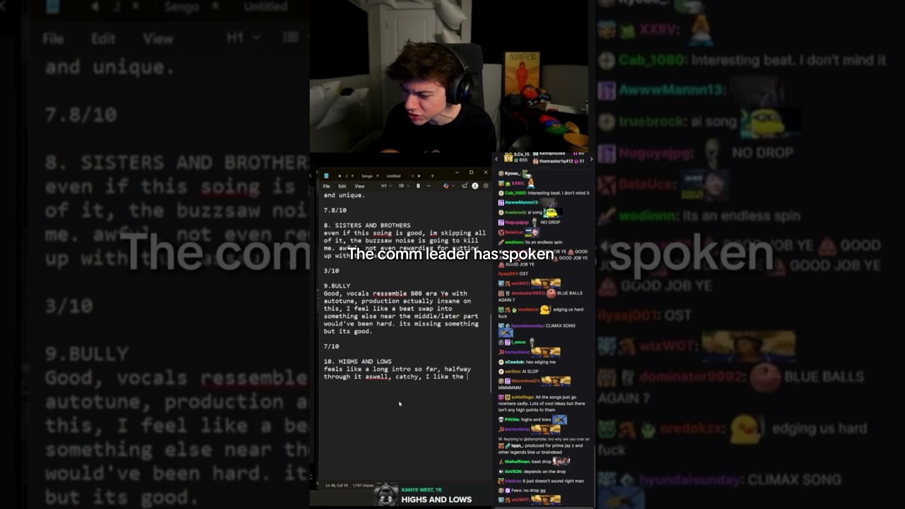 The Comm Leader Has Spoken #auger #ye #reaction #shorts