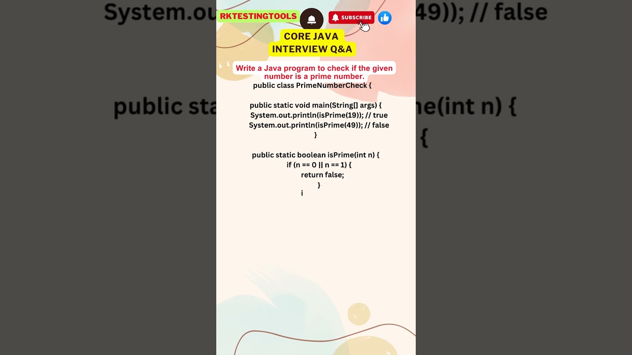Core Java | Programming | Write a Java program to check if the given number is a prime number?