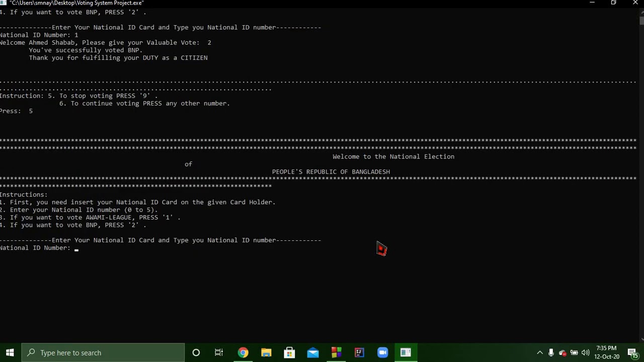 Voting System project in c