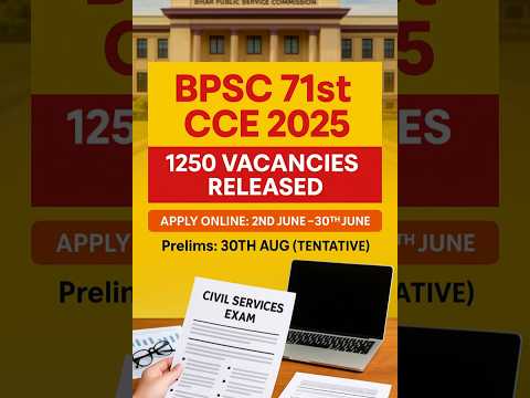 BPSC 71st CCE 2025 Notification Out | 1250 Vacancies | Apply Now! #bpscjobs #bihar #bpsc #hindi #job