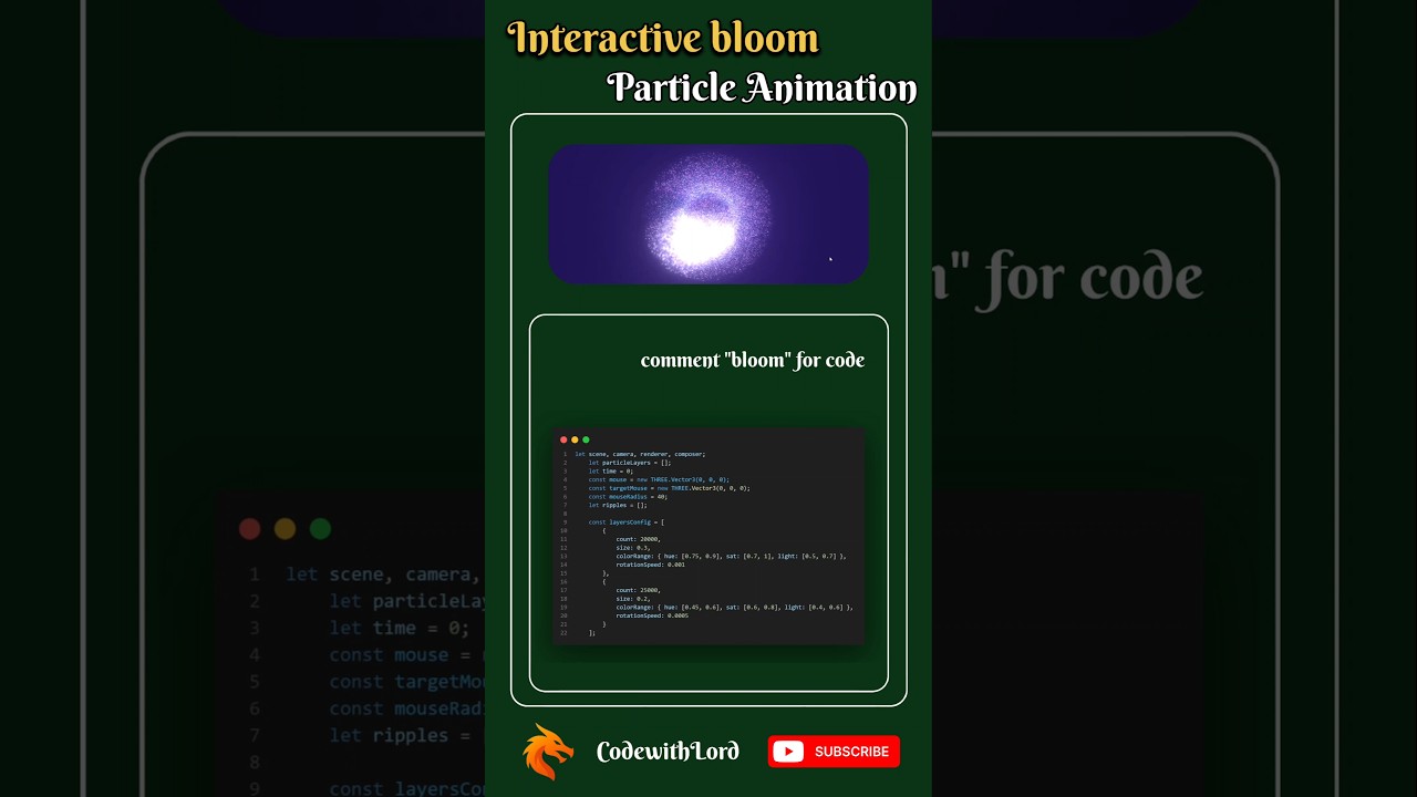 Interactive Bloom Particle Animation | Three.js Creative Web Effect | CodewithLord