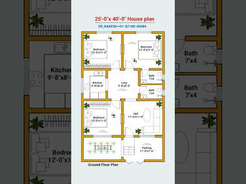 25x40 As per vastu 3bhk House plan 1000 sqft #shorts #floorplan #homeplan #homedesign #houseplan