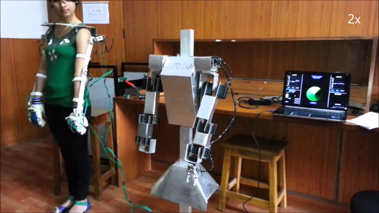 Control of two arms of Dexto:Eka: using Man Machine Interface