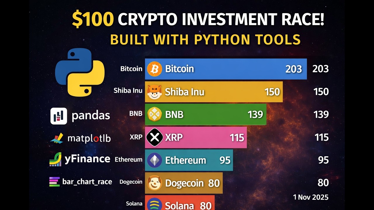 $100 Crypto Investment Race | Built with Python (Pandas, yFinance, Matplotlib & bar_chart_race)