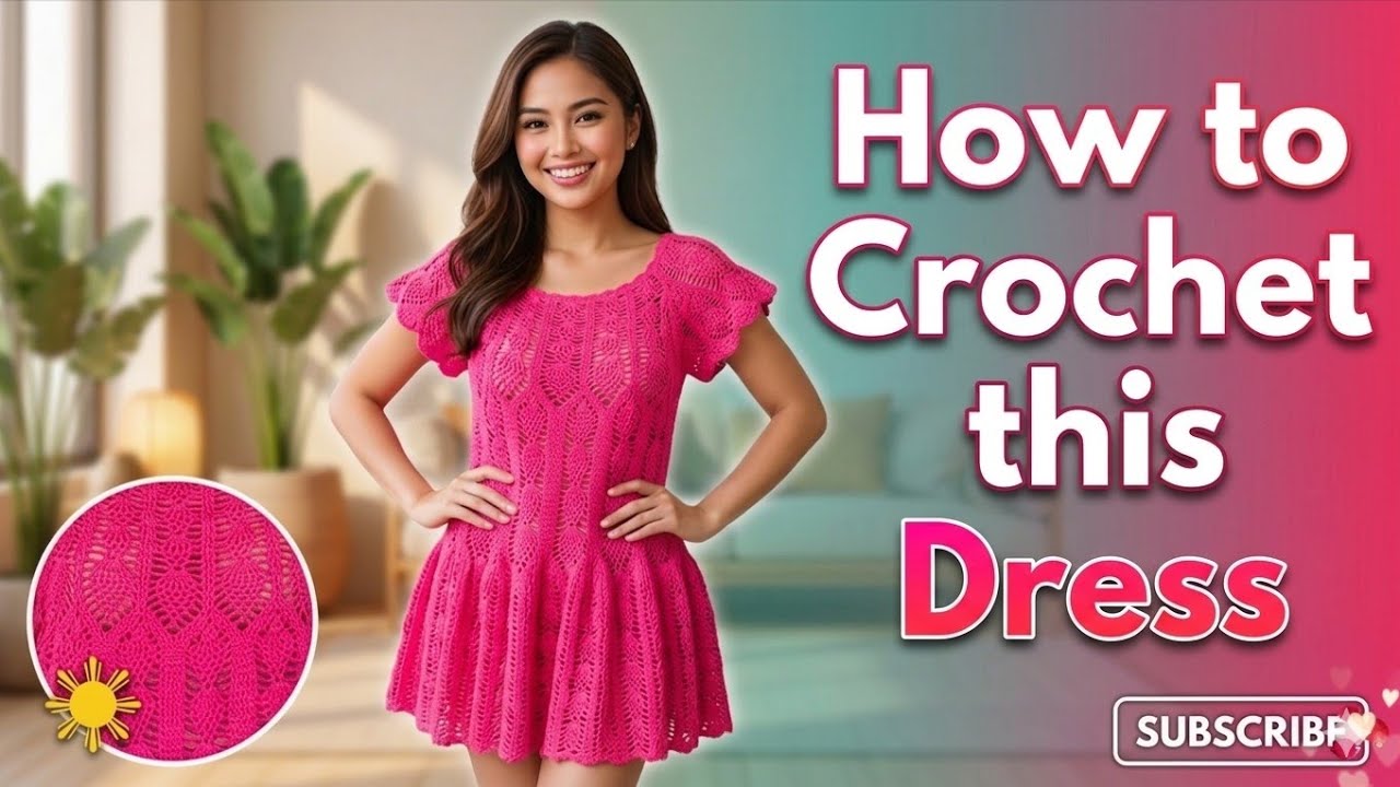 Crochet Pink Summer Dress Tutorial 🌸 Easy & Beautiful Beginner-Friendly Pattern *𝓛𝓮𝓼𝓼𝓸𝓷𝟣50*