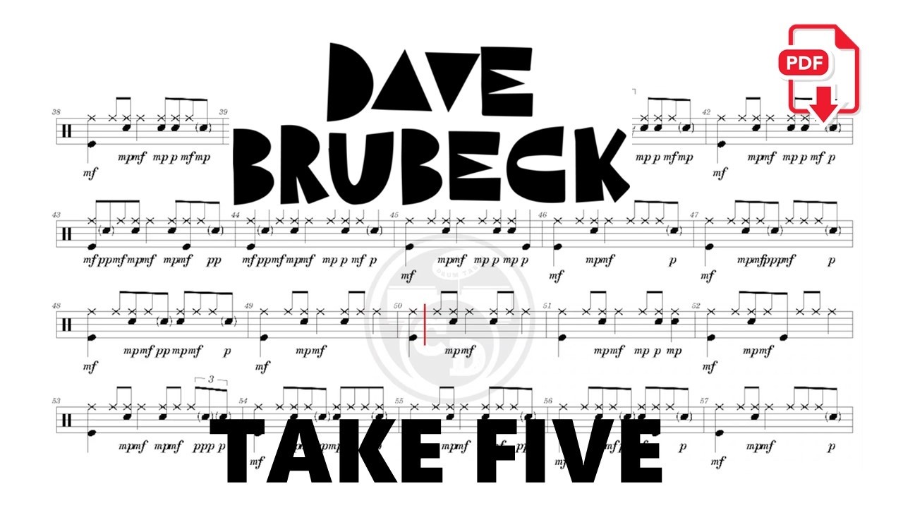 The Dave Brubeck Quartet - Take Five (🔴Drum Notation | PDF) @ChamisBass @chamisdrums