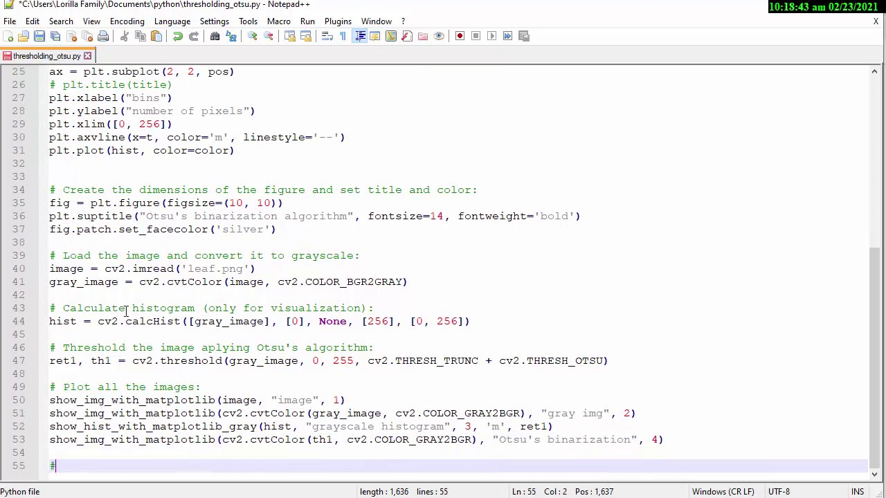 【PYTHON OPENCV】Otsu's binarization algorithm