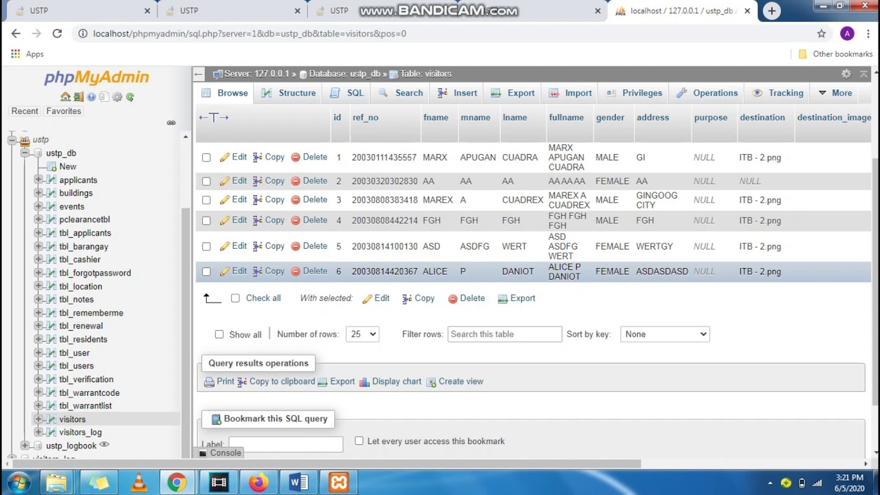 VISITOR MANAGEMENT SYSTEM database