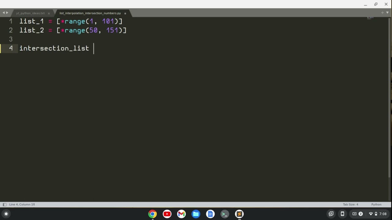 Python List Interpolation Intersection of Two Lists