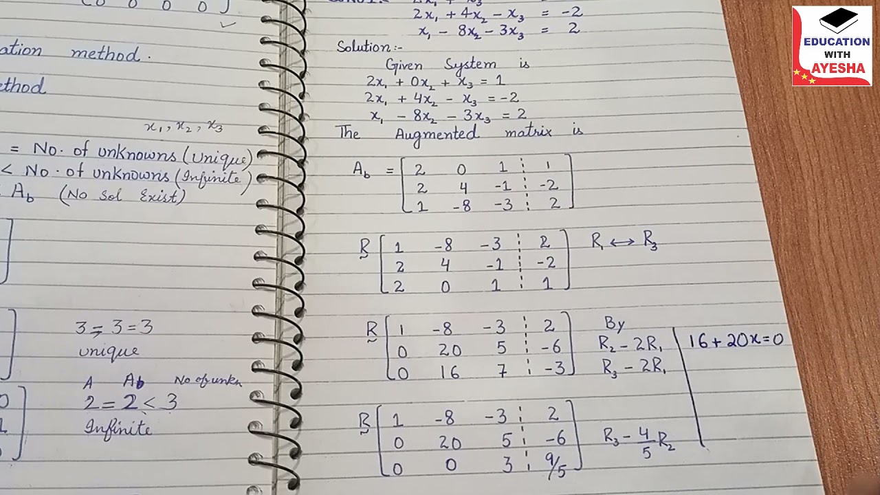System of Linear Equations | Exercise 4 Question 1 | Mathematical Method