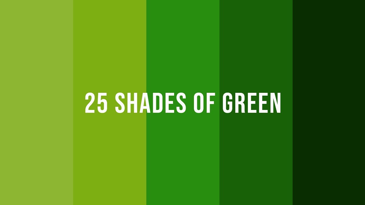 25 different shades of green colour and their names.
