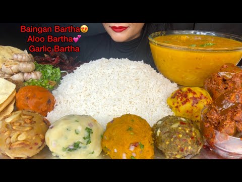 BAINGAN BARTHA,ALOO BARTHA,PUMPKIN BARTHA,GARLIC BARTHA,DAL,SPICY PICKLE *FOOD VIDEO