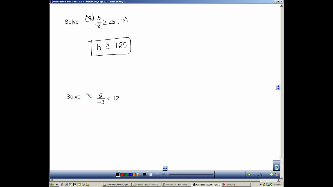 Section 6 2 A Solving Inequalities by Multiplication