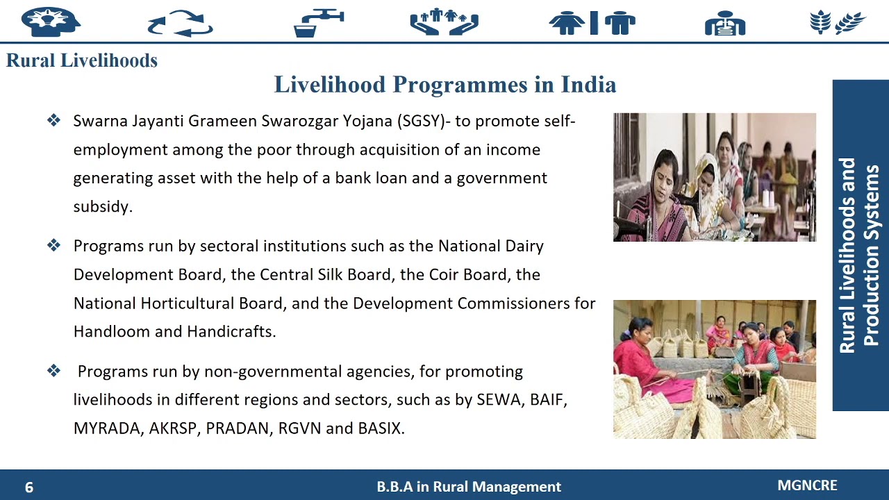 BBA RM - Rural Livelihood - C1 - S2 - Sustainable Livelihood Approach & Livelihood Programs in India