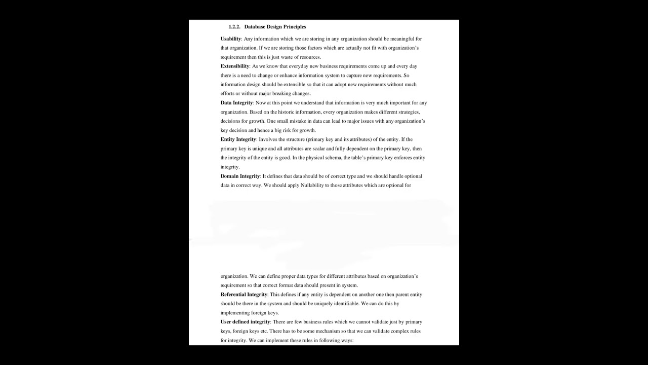 Unit : one Create database objects # database design principles 
