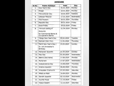 🌟👍2024 Public Holidays list.#viral