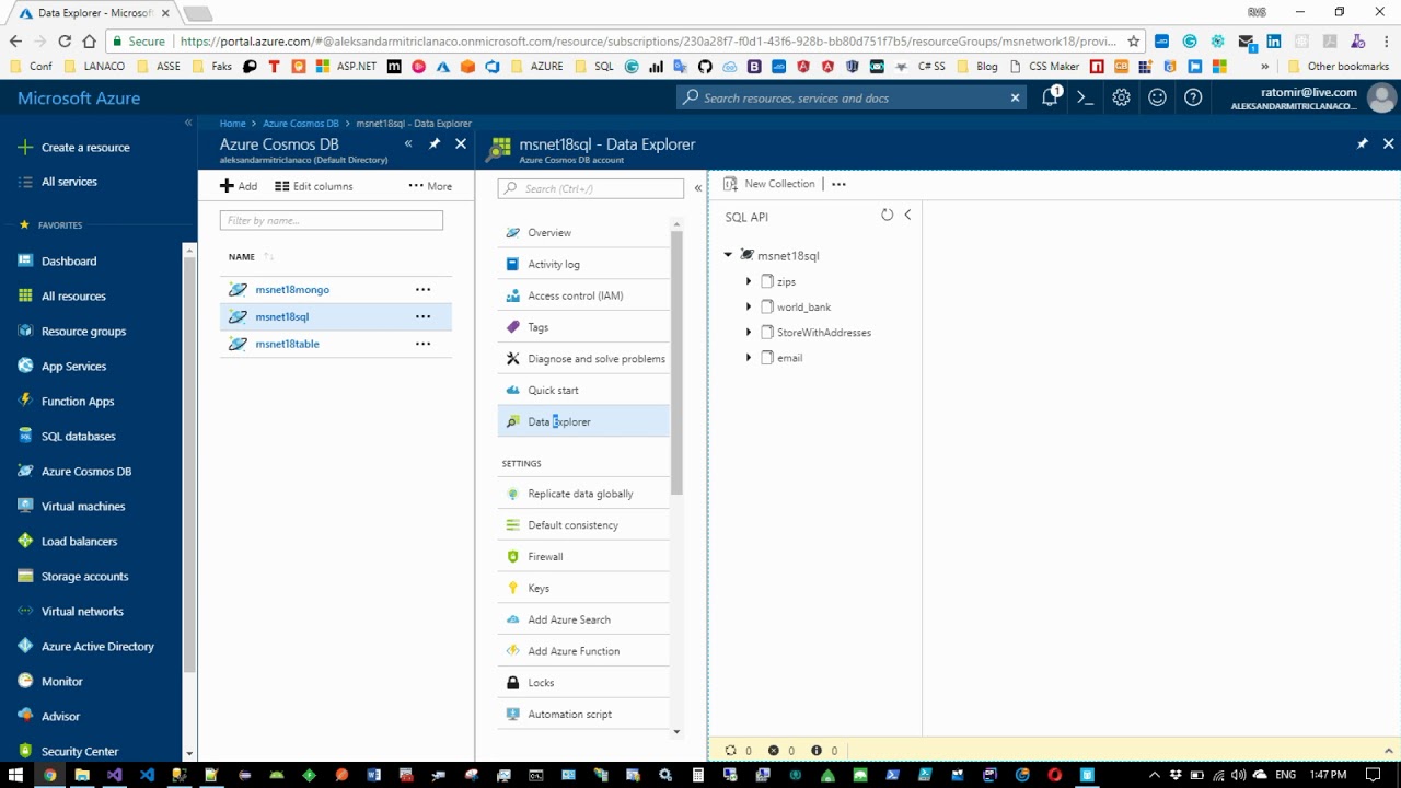 Import data set from MS-SQL to Azure Cosmos DB-Document DB