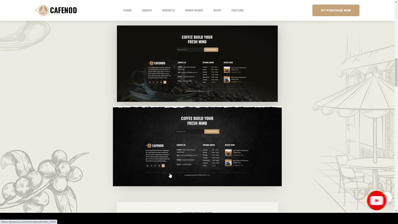Cafenod - Coffee Shop HTML Template bakery coffee shop Website Builder