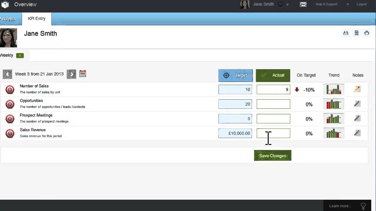 KPI Entry / Getting Started