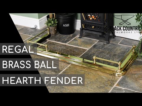 'Regal' Polished Brass Ball Hearth Fender