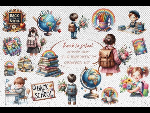 Back to School Clipart, School Supplies PNG, First Day of School, Teacher Clipart