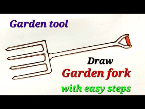 How to draw Garden fork easy, Garden fork drawing easy , draw garden tool for EVS