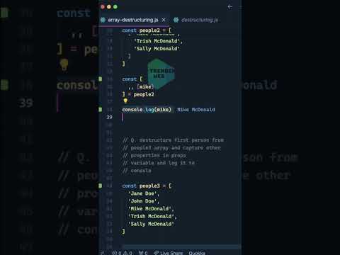 Mastering Array Destructuring: Alias, Nested, and More #ArrayDestructuring #Arrays #Javascript #Node