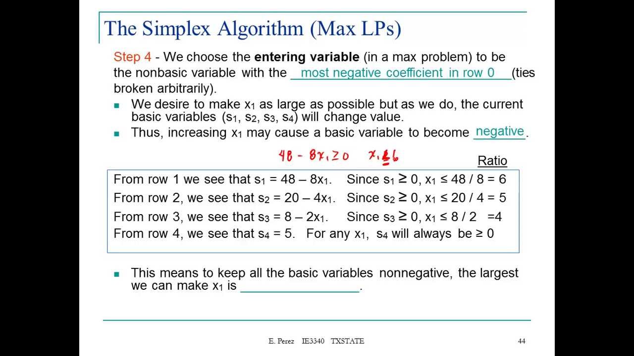 Lecture 4 (part 1): The Simplex Algorithm