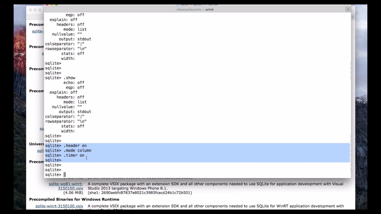 SQLite Basic Commands