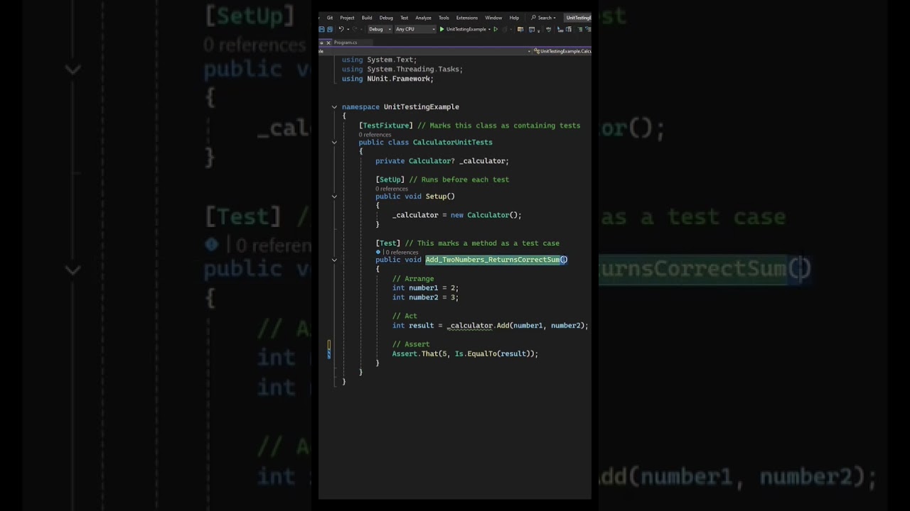 A quick example on how to get started with NUnit Unit Tests and C# #nunit #csharp #testing