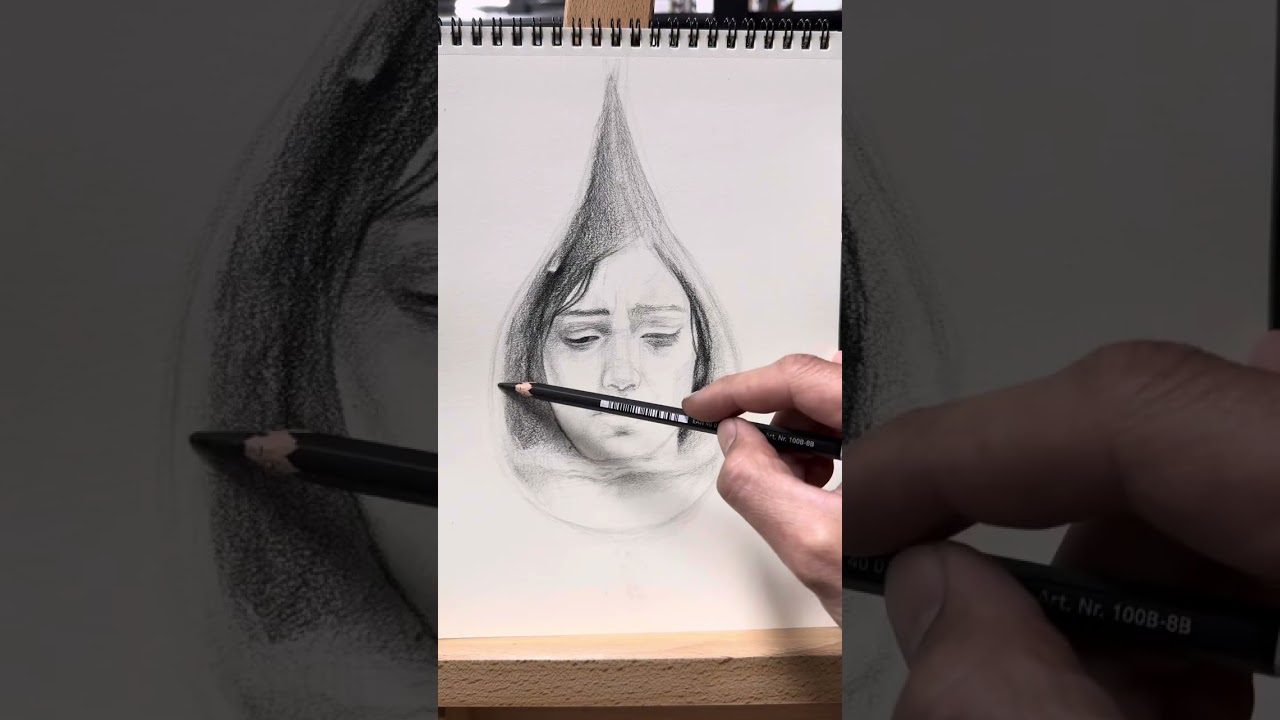 💧 She’s Crying Inside Her Own Tear – Art in Progress