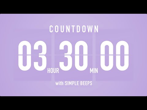 3 Hour 30 Minute Countdown Timer ⏳ Flip Clock with Bell Alerts 💜🔔
