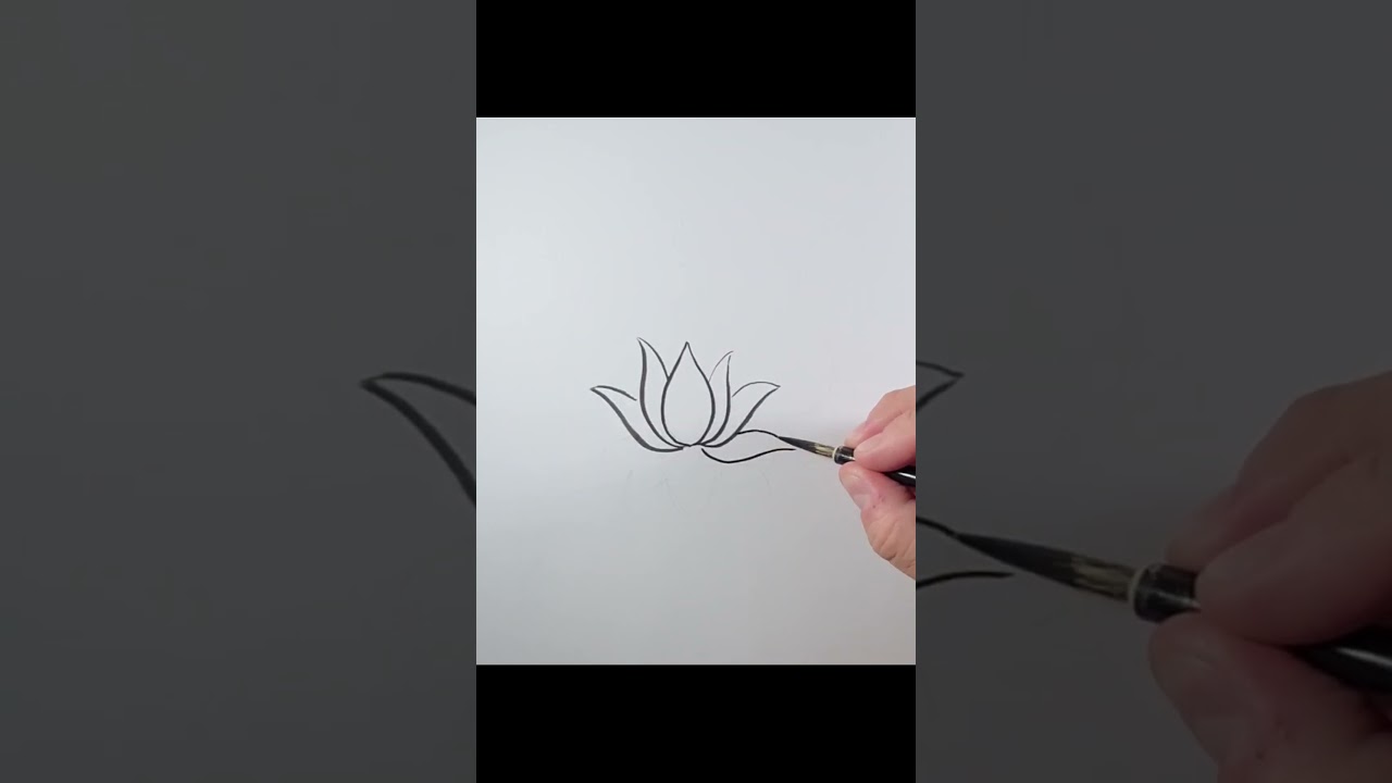 Lotus Flower 🌸 Elegant Black & White Line Art | Peaceful Ink Drawing