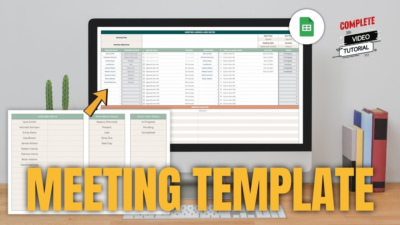 Creating a Meeting Notes Template in Google Sheets to Track Attendance, Agenda, Action Items & Notes