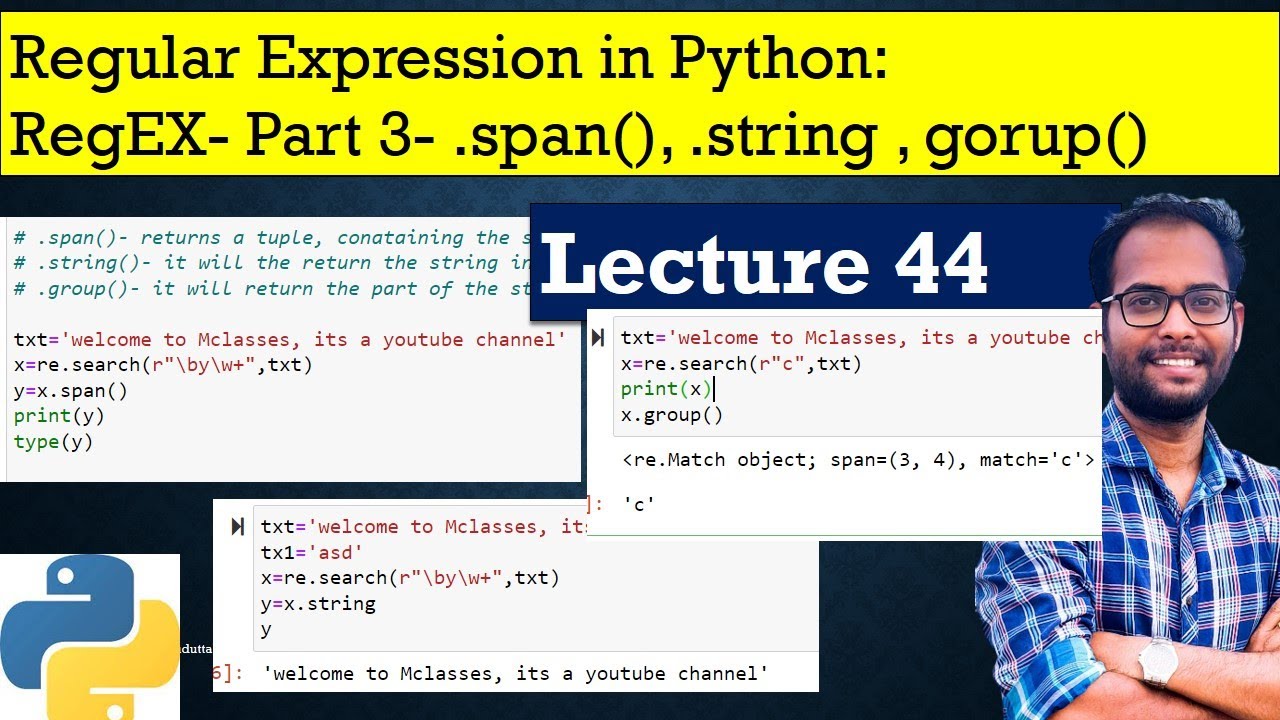 Python for Beginners ||  Regular Expression - part 3 || Match Object