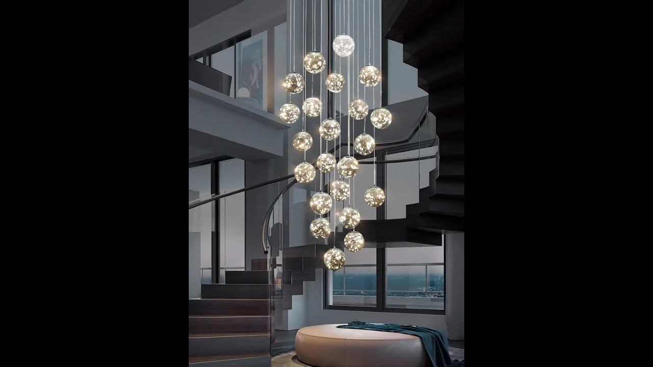 Modern LED Glass Ball Chandelier | Stunning Dimmable Staircase & Living Room Lighting!