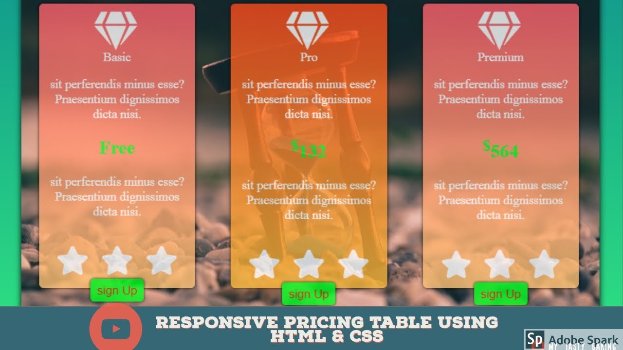 #html-tutorial| Responsive Pricing table Using Only HTML & CSS
