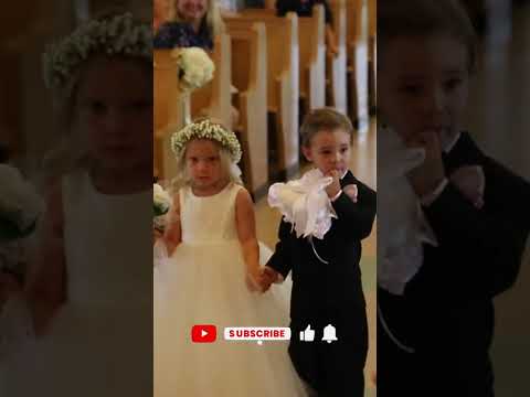 Nervous Flower Girl and Ring Bearer Walk Down the Aisle! #shorts
