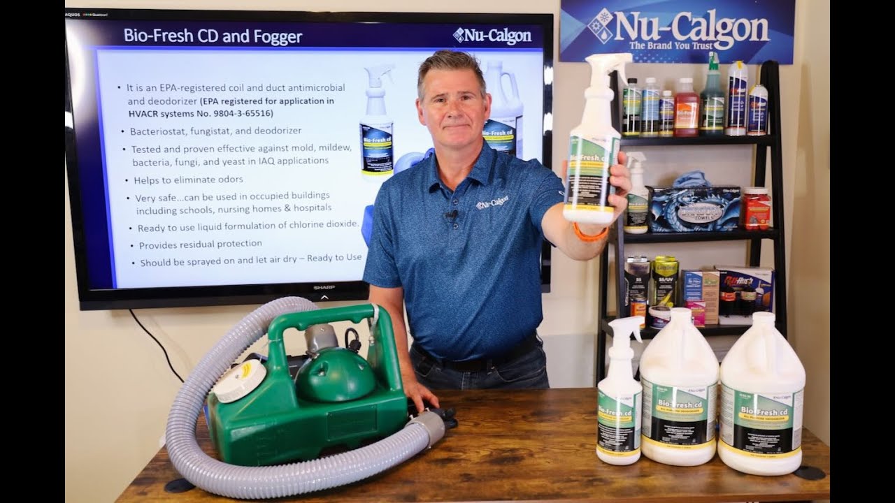 Treating ductwork with EPA Registered Bio-Fresh cd from Nu-Calgon