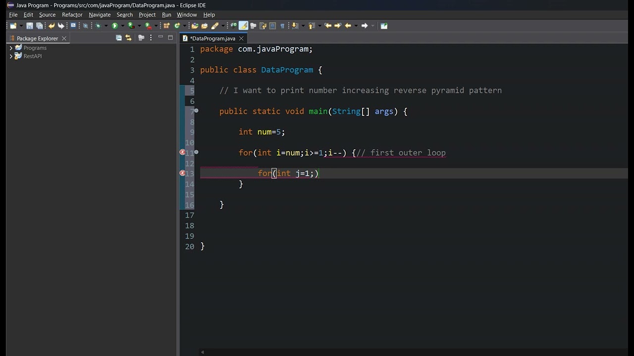 Number Increasing Reverse Pyramid Pattern in Java | Java Pattern Program for Beginners