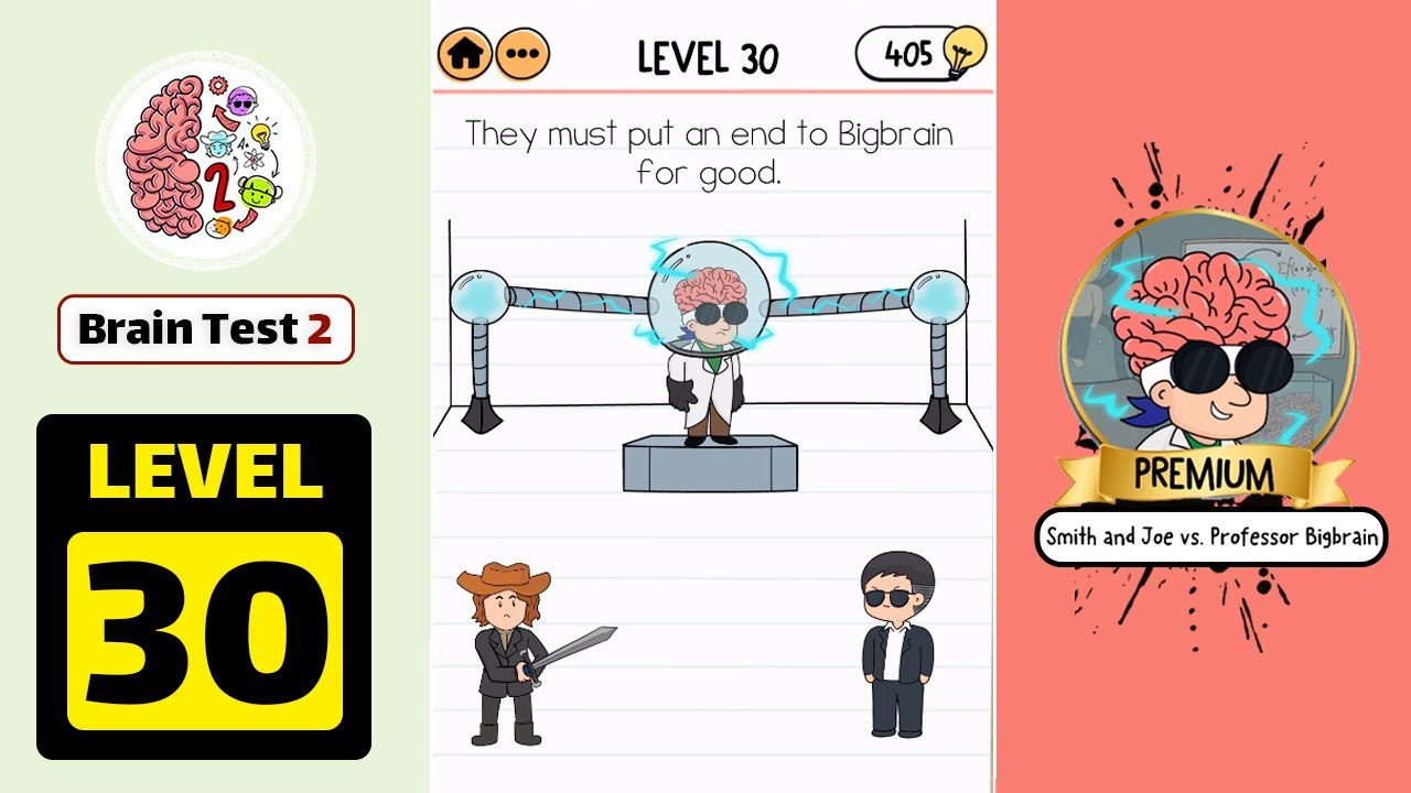Brain Test 2 Smith and Joe Vs Professor Bigbrain Level 30 Walkthrough