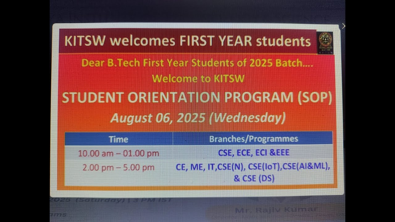 KITSW STUDENT ORIENTATION PROGRAM 06/08/2025