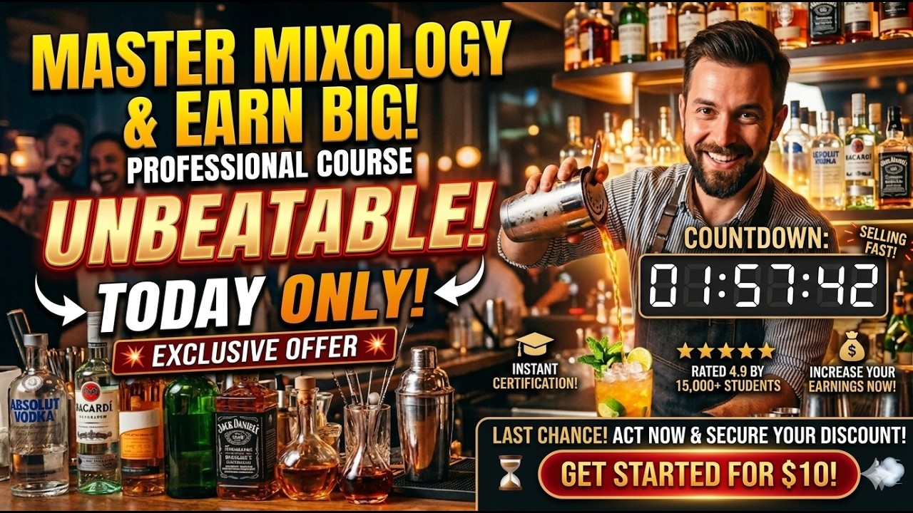 Master the Art of Bartending: Complete Online Bartender Course for Beginners & Pros! Course
