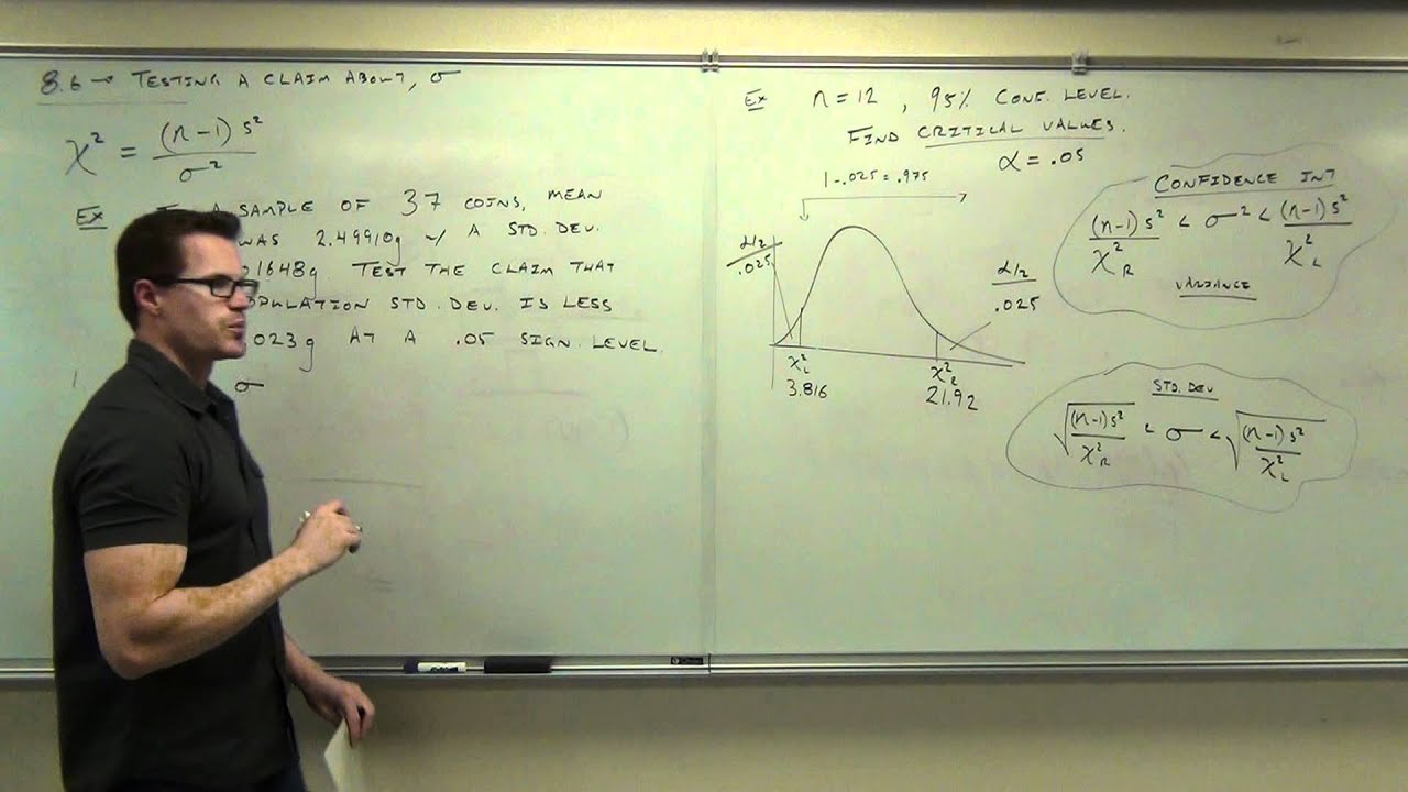Statistics Lecture 8.6: Hypothesis Testing Involving Variance and Standard Deviation.
