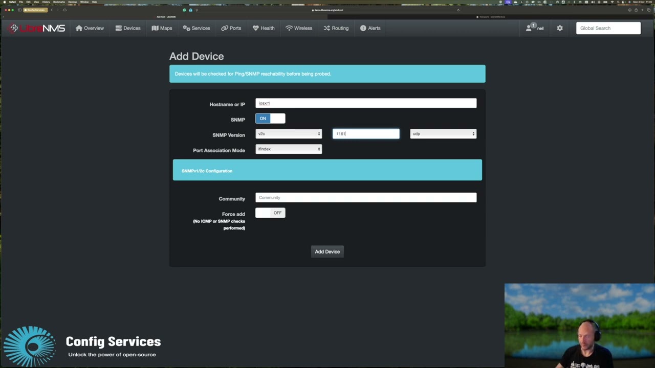 LibreNMS   Adding a device via the WebUI