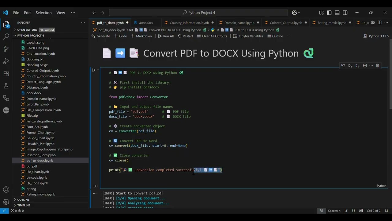 How to Convert PDF to Editable Word File using Python Code