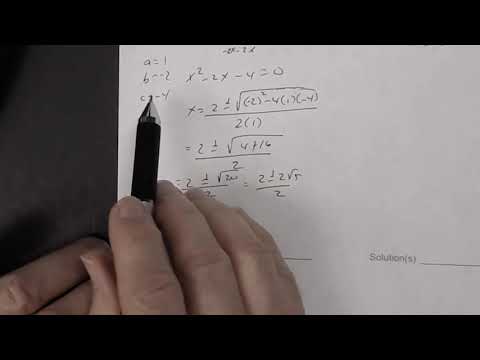 Key Worksheet Solving Quadratic Equations Using the Quadratic Formula Part A