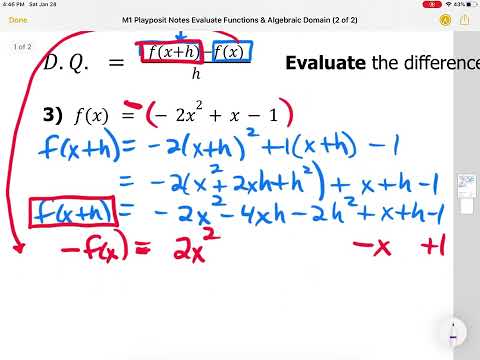 Evaluate a functions and simplify the difference quotient